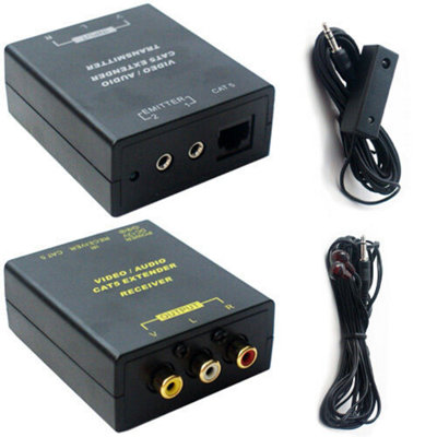 3 RCA PHONO & IR Over 300m CAT5e CAT6 Cable Extender Balun Kit AV Audio ...