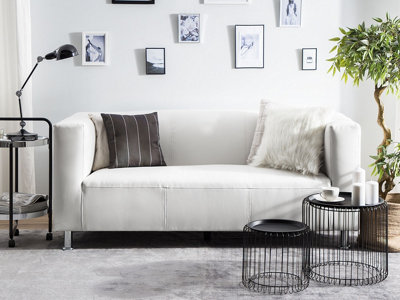 Small white leather couch store