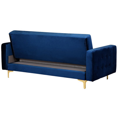 3 Seater Sofa ABERDEEN Navy Blue Velvet