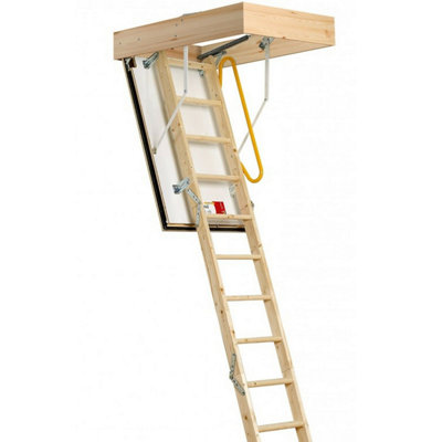 3 Section FIRE RATED Folding Loft Ladder & Handle Hatch & Frame 2.75m ...