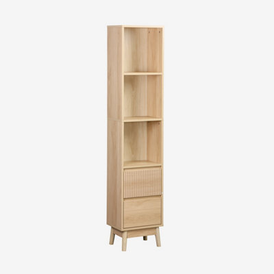 3-shelf storage column wood decor with 2 drawers Natural - sweeek