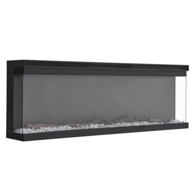 3 Side Electric Fire Wall Inset Or Freestanding Fireplace Recessed ...