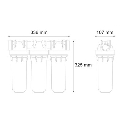 3 Stage 10" Inline Water Filter System Housing 1/2" Ports With Wall ...