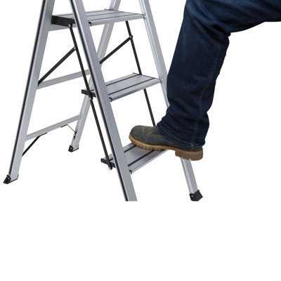 3 Step Ladder Wolf Slimline, Anti Slip, Folding, Aluminium Steps, 150KG ...