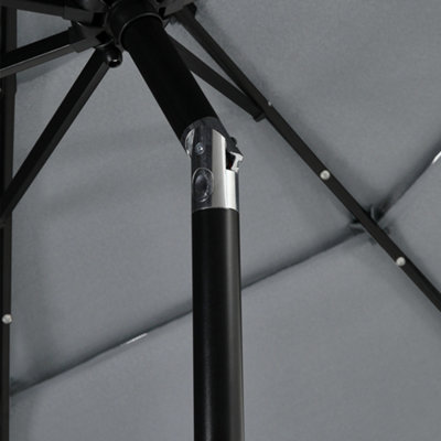 3 Tier 3m Metal Parasol with Solar Lights No Base Patio Umbrella with ...