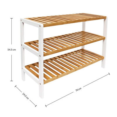 3 Tier Bamboo Shoe Storage Stand Shelf Organiser - Made Of 100% Eco ...