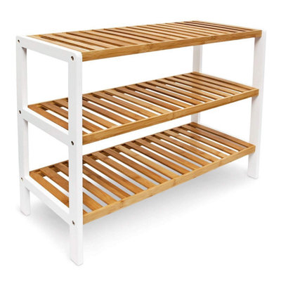 3 Tier Bamboo Shoe Storage Stand Shelf Organiser - Made Of 100% Eco ...
