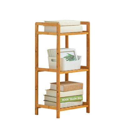 3 Tier Bamboo Wood Bookshelf Free Standing Bookcase Shelf for Bedroom Living Room Home Office 350mm