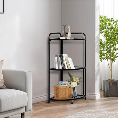 3 Tier Black Metal Kitchen Storage Rack Foldable & Space Saving Corner ...