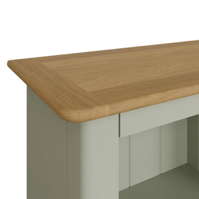 3 Tier Bookcase Assembled Display Unit Sage Green Oak Veneer Storage Rack