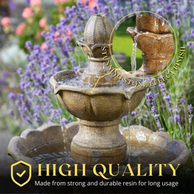 3 Tier Cascade Kingsbury Water Fountain - Solar Powered Freestanding ...