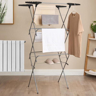 3 Tier Clothes Airer Dryer Laundry Drying 14m Washing Line | DIY at B&Q
