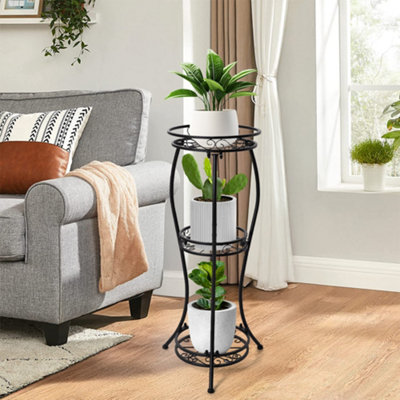 3 Tier Elegant Hollow Pattern Rust-Proof Iron Plant Stand with Foot Pads