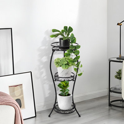 3 Tier Elegant Hollow Pattern Rust-Proof Iron Plant Stand with Foot Pads