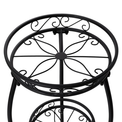 3 Tier Elegant Hollow Pattern Rust-Proof Iron Plant Stand with Foot Pads