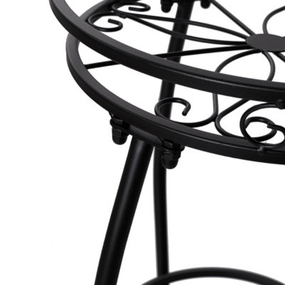 3 Tier Elegant Hollow Pattern Rust-Proof Iron Plant Stand with Foot Pads