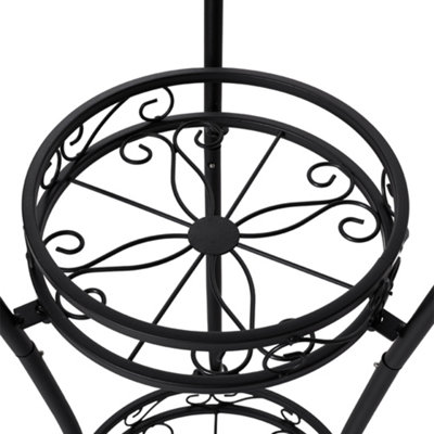 3 Tier Elegant Hollow Pattern Rust-Proof Iron Plant Stand with Foot Pads