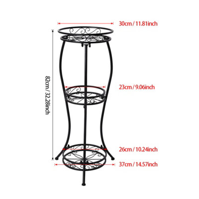 3 Tier Elegant Hollow Pattern Rust-Proof Iron Plant Stand with Foot Pads