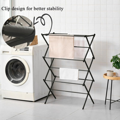 3 Tier Extendable Compact Clothes Airer With 7.5m Washing Line Drying ...