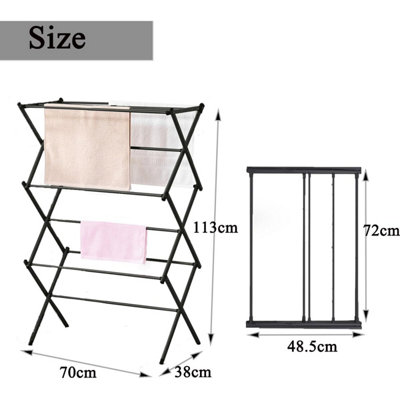 3 Tier Extendable Compact Clothes Airer With 7.5m Washing Line Drying ...