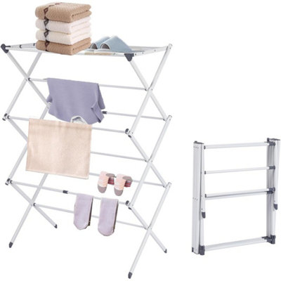 3 Tier Extendable Compact Clothes Airer With 7.5m Washing Line Drying ...