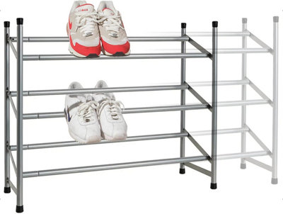 3 Tier Extendable Shoe Rack Durable Iron Shoe Organiser Storage Cabinet ...