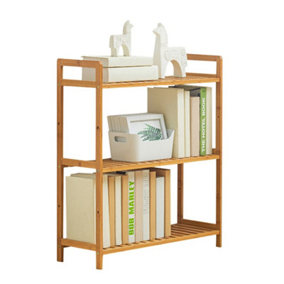 3 Tier Free Standing Wood Shelving Unit Bookcase Shelf for Home 710mm(H ...