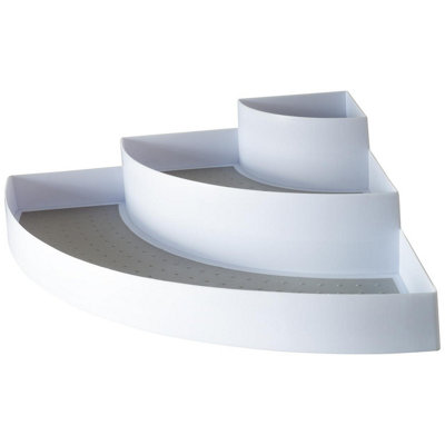 3 Tier Freestanding Corner Shelf Organiser - White Stepped Storage ...