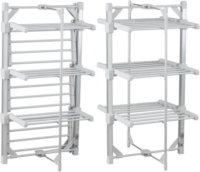 3 Tier Heated Clothes Airer - Deluxe Folding Aluminium Clothes Drying ...