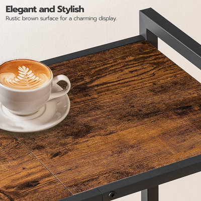 3 Tier Industrial Bar Cart Rustic Wood & Metal Rolling Kitchen Trolley ...