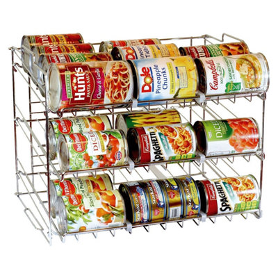 3-Tier Kitchen Can Rack Organizer, Holds up to 36 Cans, Stackable ...