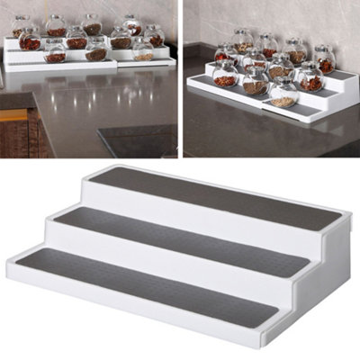 3 Tier Kitchen Expandable Non Skid Spice Jar Rack Storage Stepped Shelf ...