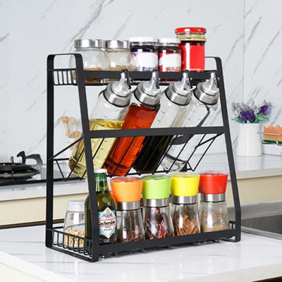 3 Tier Kitchen Metal Spice Rack Storage Organizer