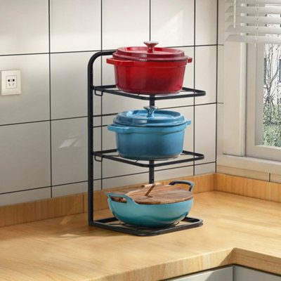 3 Tier Kitchen Pot Pan Organizer Rack Adjustable Cookware Holder Stand ...