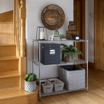 3 Tier Medium Chrome Storage Unit 115KG UDL, 922mm H x 753mm W x 348mm ...