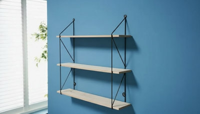 3 Tier Metal Wire Floating Wall Shelf 50 cm Wide 12 cm Deep