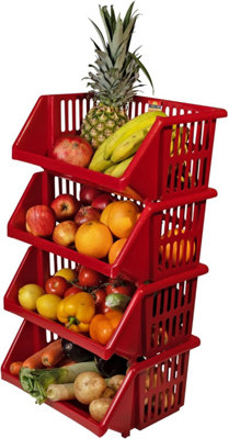 3 Tier Multi-Purpose Stacking Basket 35cm - Red
