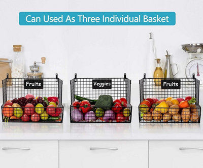 3-Tier Multi-Way Storage Baskets - Metal Wire Baskets - Wall Mounted ...