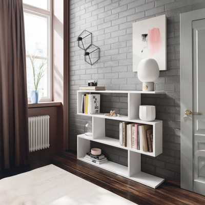 3 Tier Open Low Wide Storage Unit with Compartments, Freestanding ...