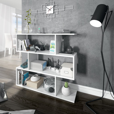 3 Tier Open Low Wide Storage Unit with Compartments, Freestanding ...