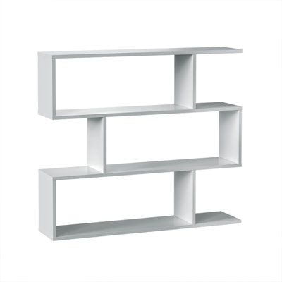 3 Tier Open Low Wide Storage Unit with Compartments, Freestanding ...