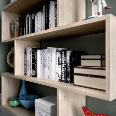 3 Tier Open Low Wide Storage Unit with Compartments, Freestanding ...