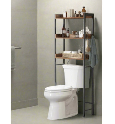 3-Tier Over-The-Toilet Storage Shelf , Rustic Brown - Industrial ...