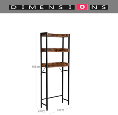 3-Tier Over-The-Toilet Storage Shelf , Rustic Brown - Industrial ...