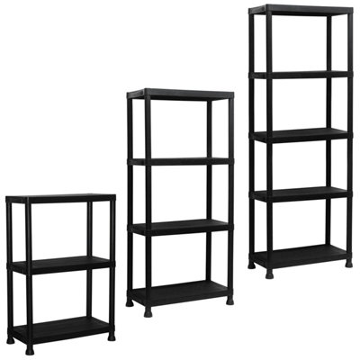 3 Tier Plastic Shelving Storage Racking Shelves Garage Shed Home Warehouse