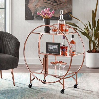 3 Tier Rose Gold Kitchen Trolley Storage Display Rack