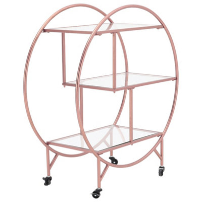 3 Tier Rose Gold Kitchen Trolley Storage Display Rack