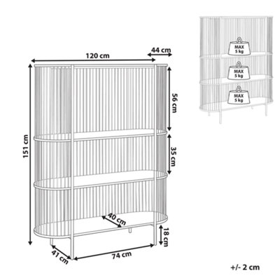 3 Tier Shelving Unit BIRSON 151 cm Black