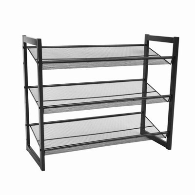 3-Tier Shoe Rack, Shoe Storage Organiser, Metal Storage Rack, Shoe ...