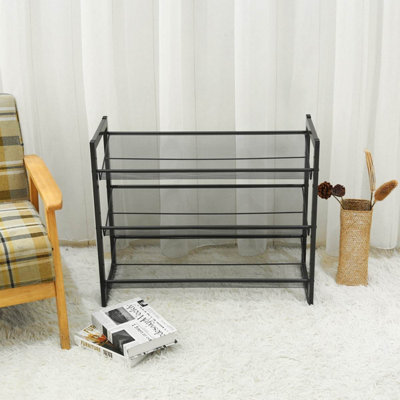 3-Tier Shoe Rack, Shoe Storage Organiser, Metal Storage Rack, Shoe ...